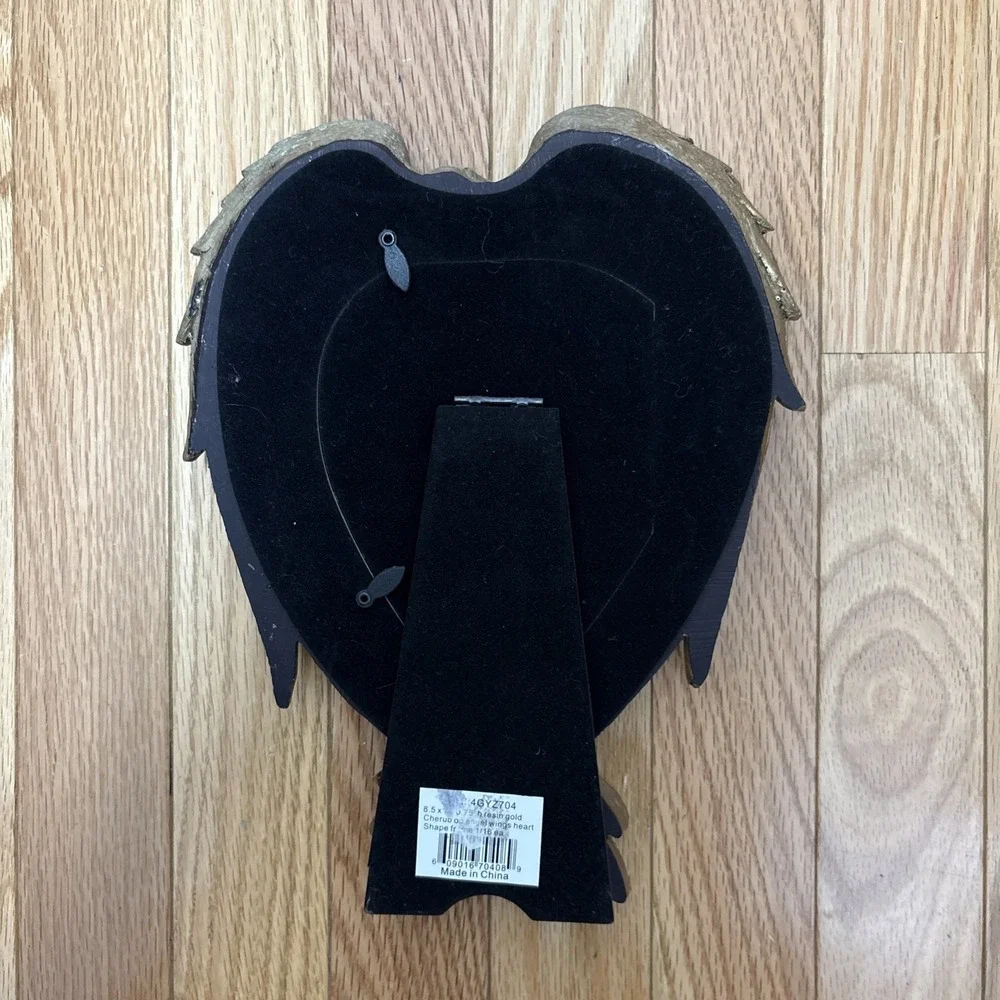 The Unbranded Brand | Accents | Cherub On Gold Angel Wings Heart Shaped ...